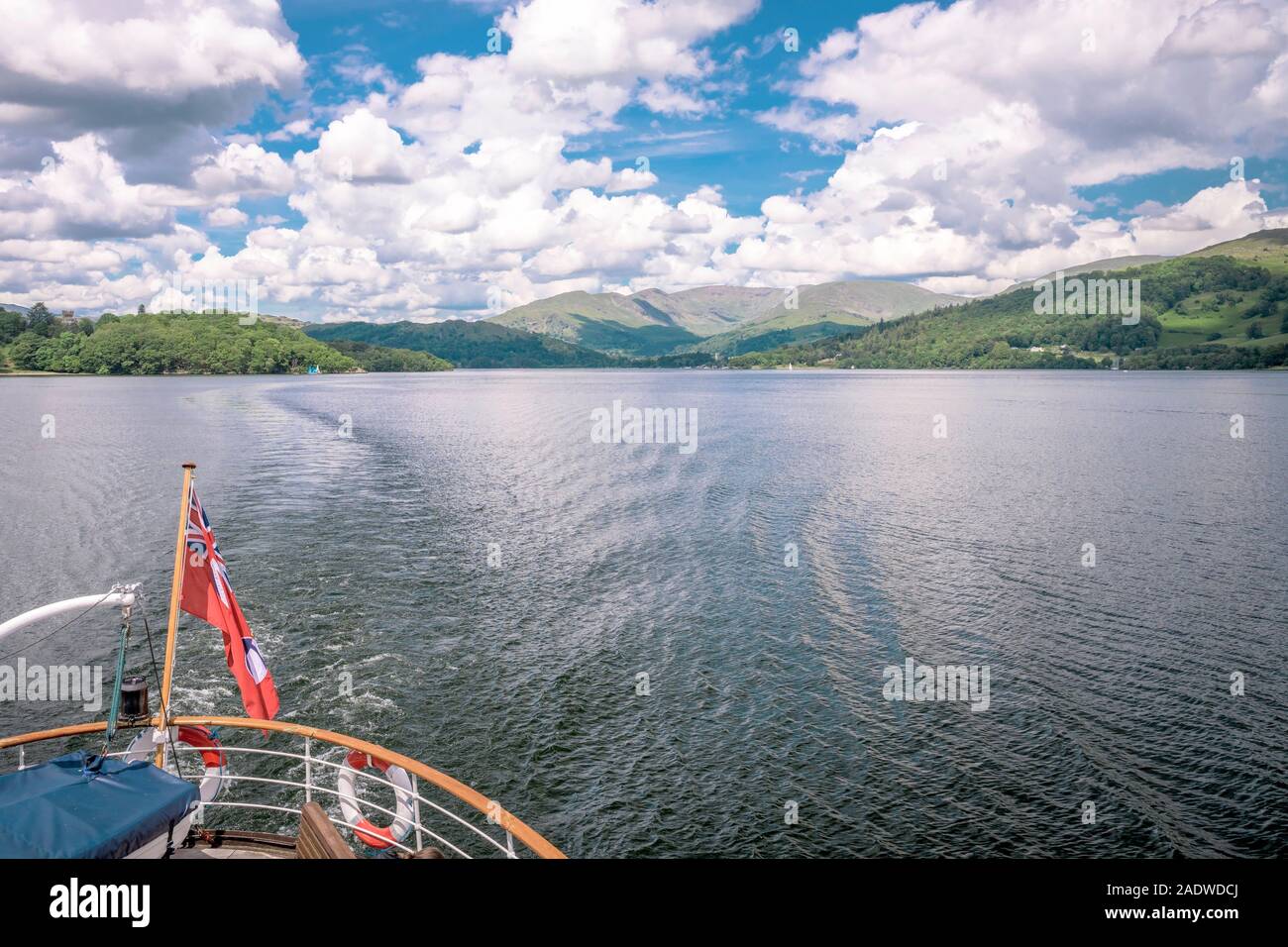 View the lake and mountain on the boat, Windermere Lake District, UK ...