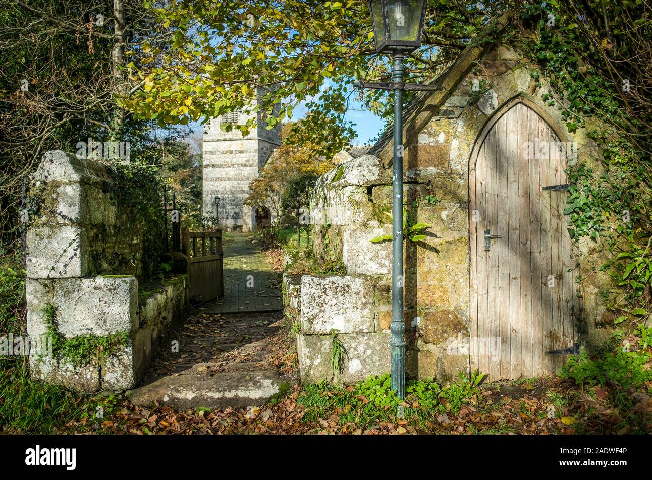 The lychgate of Saint Colan Parish Church in Colan Village in Newquay ...