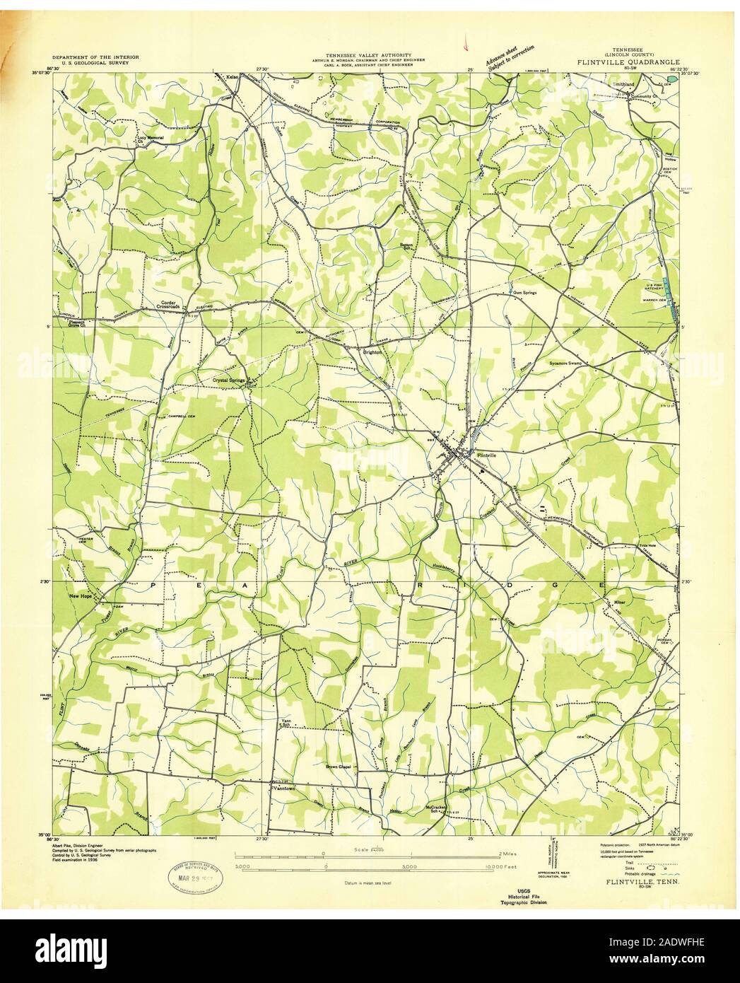 USGS TOPO Map Tennessee TN Flintville 147599 1936 24000 Restoration ...