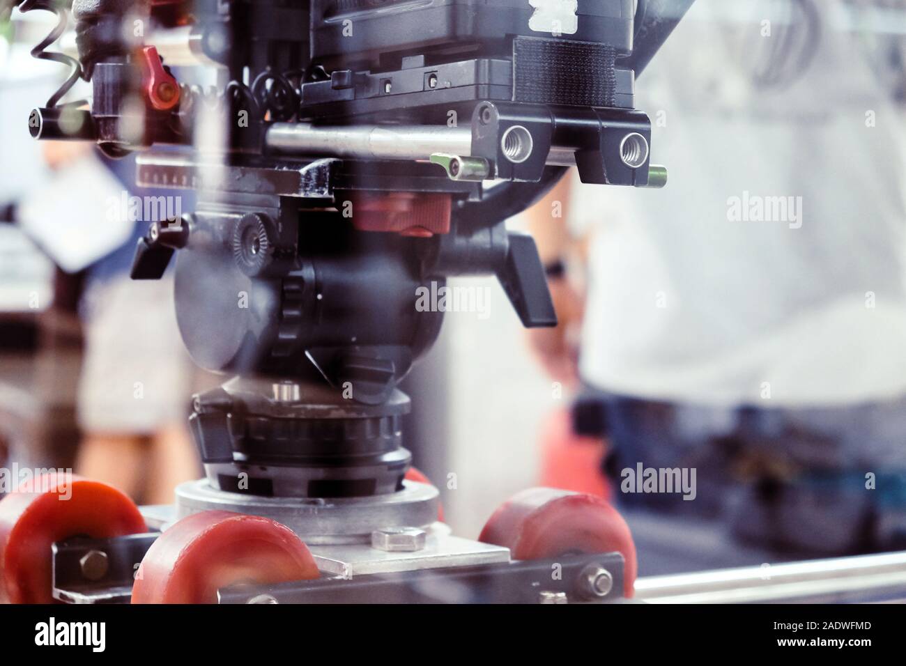 Detail of dolly track for camera equipment,Film Shoot,Behind the scene ...
