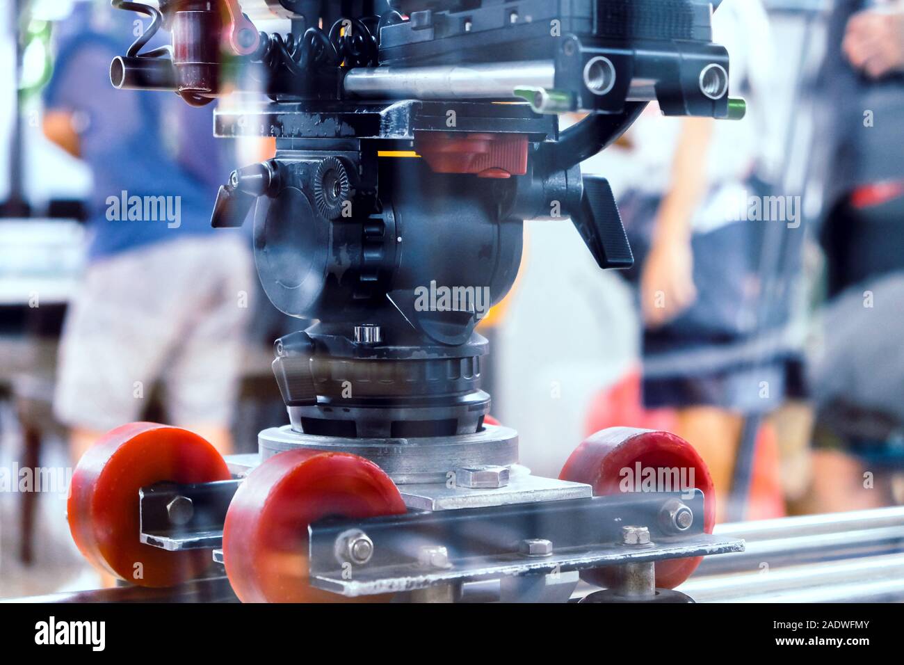 Detail of dolly track for camera equipment,Film Shoot,Behind the scene ...
