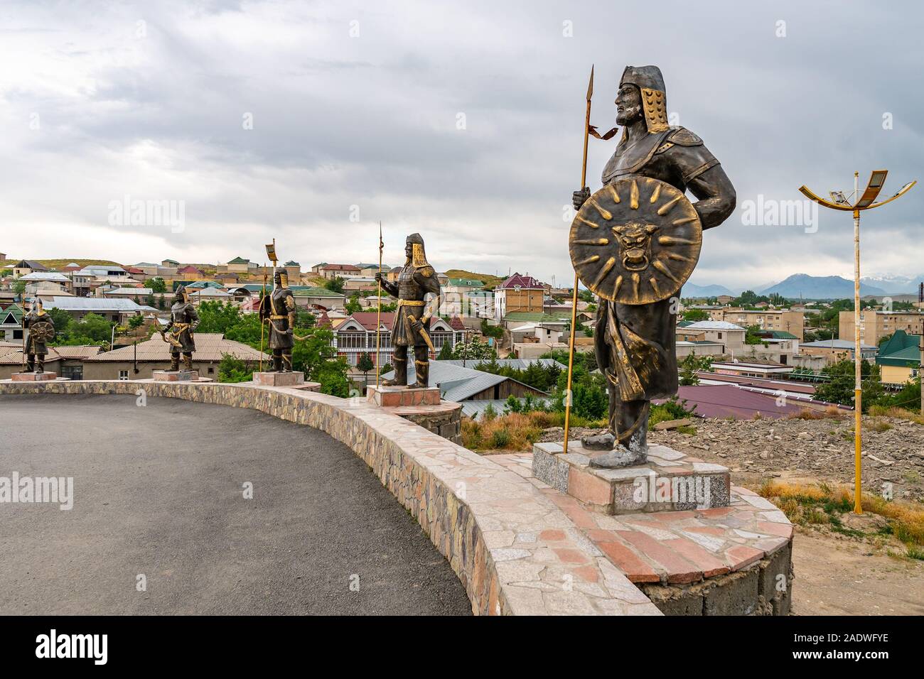 Istaravshan Kalai Mug Teppe Fortress View with Statue of Several ...