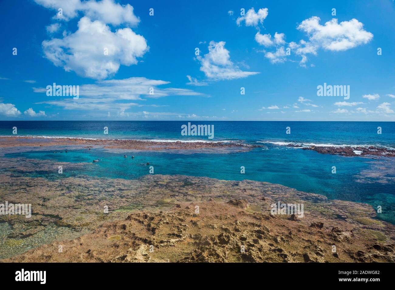 Tourists swimming in the Limu low tide pools, South Pacific, Niue Stock ...