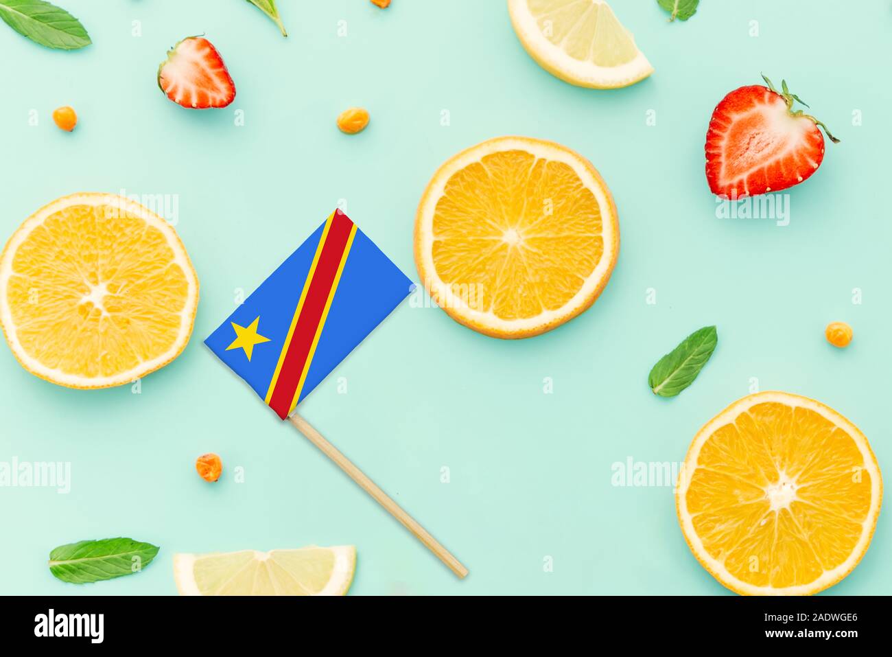 Congo Paper Stick Flag. National summer fruits concept, local food ...