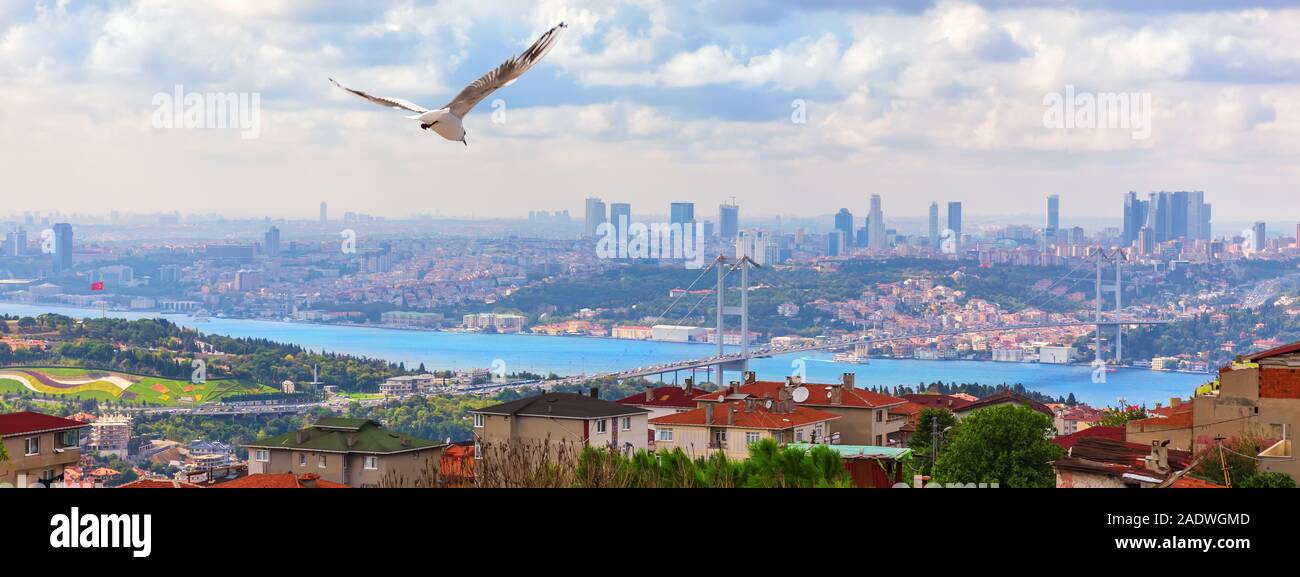 The Bosphorus Bridge, view from the Asian side of Istanbul Stock Photo ...