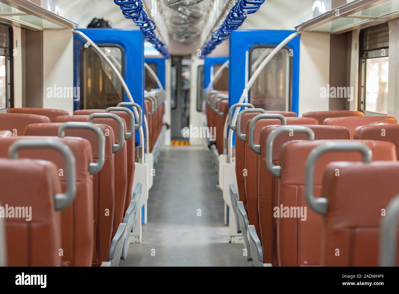 Interior of the second category train car in Sri Lanka from Colombo to ...