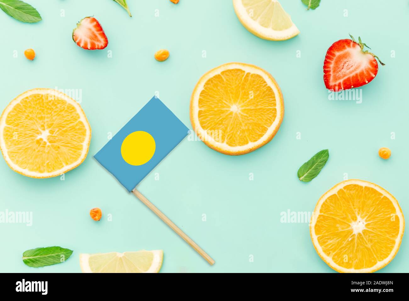Palau Paper Stick Flag. National summer fruits concept, local food ...
