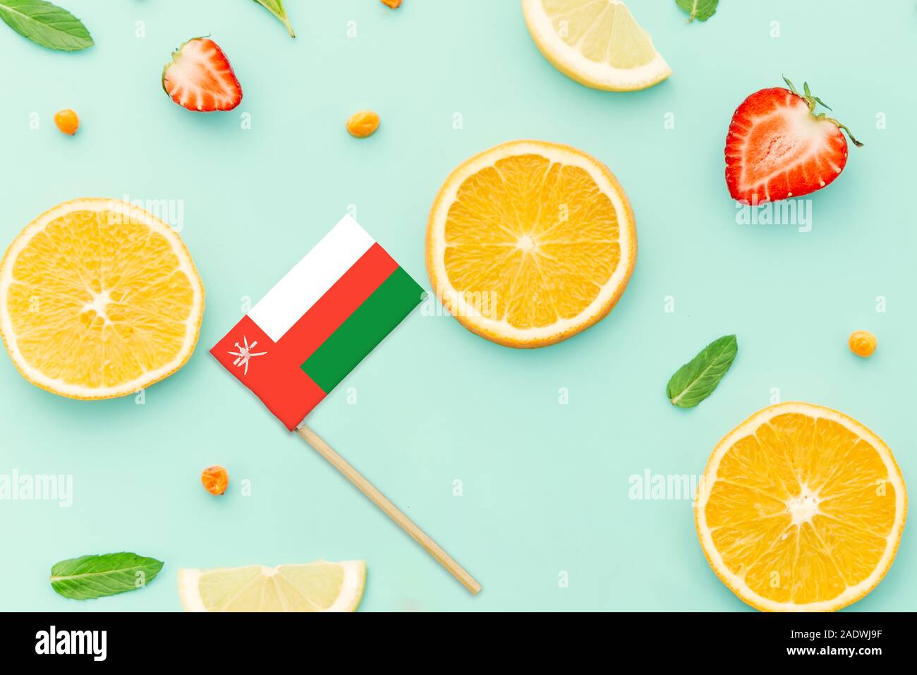 Oman Paper Stick Flag. National summer fruits concept, local food ...