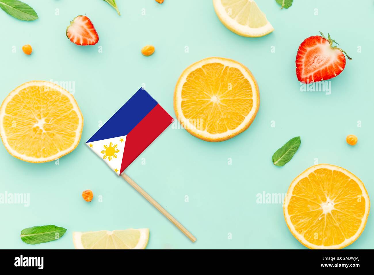 Philippines Paper Stick Flag. National summer fruits concept, local ...