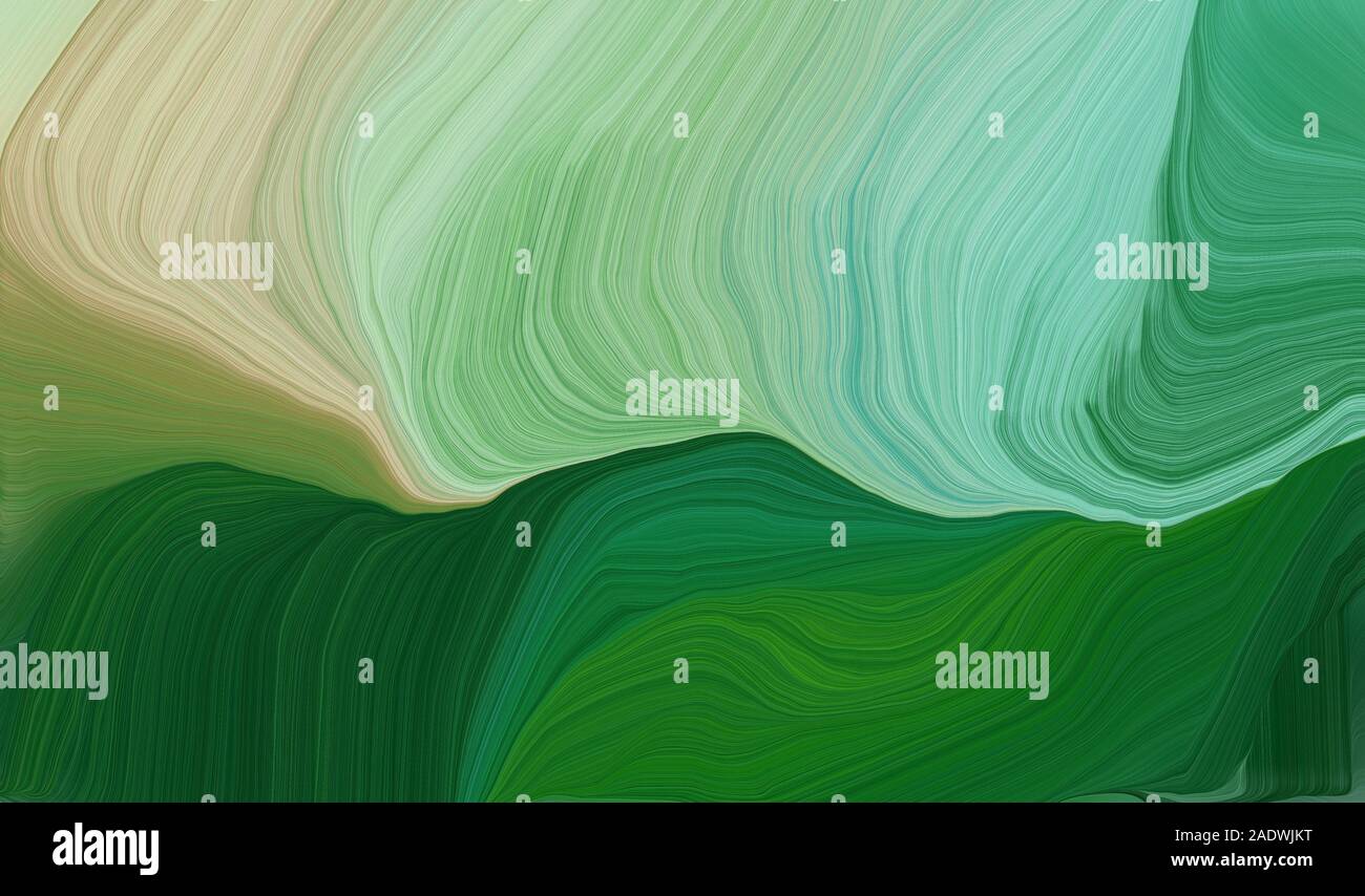 modern soft curvy waves background design with forest green, dark sea ...
