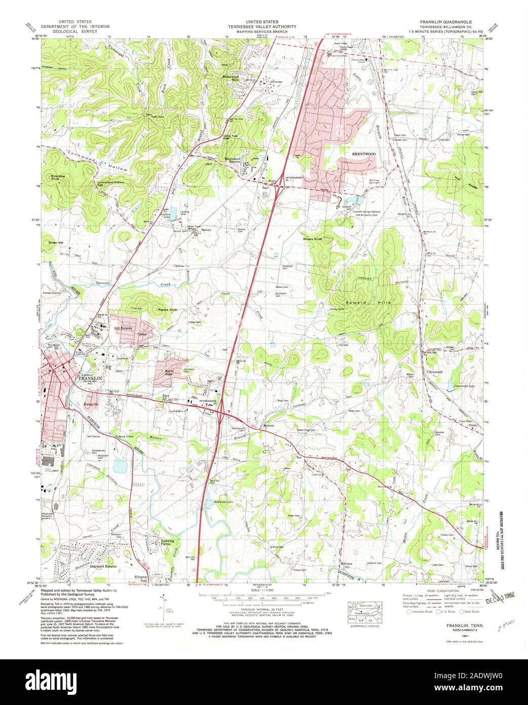 Road Map Of Franklin Tn Nashville Street Map | Stanfords