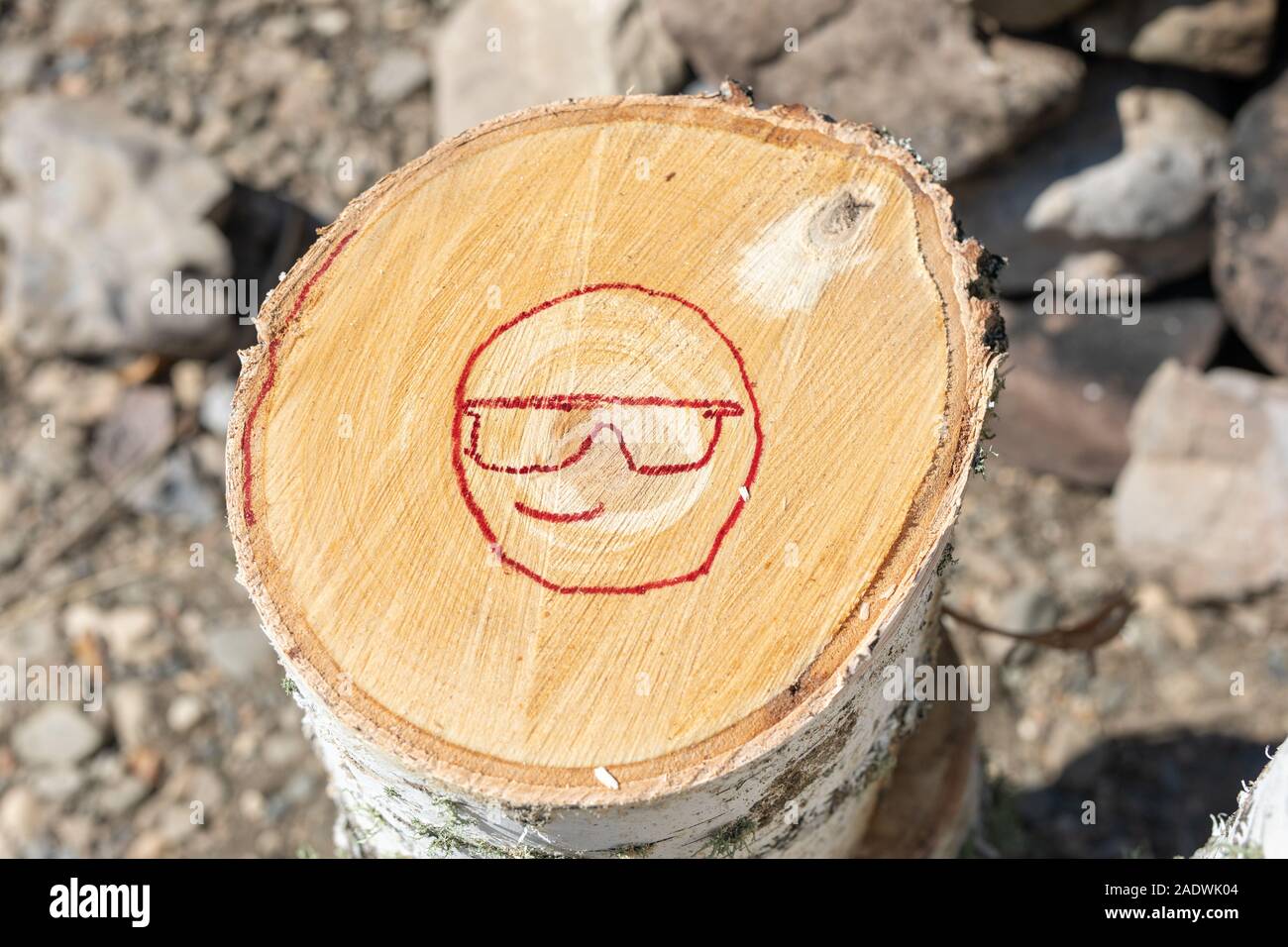 smiling smiley with glasses painted in red. Illustration of smiley ...