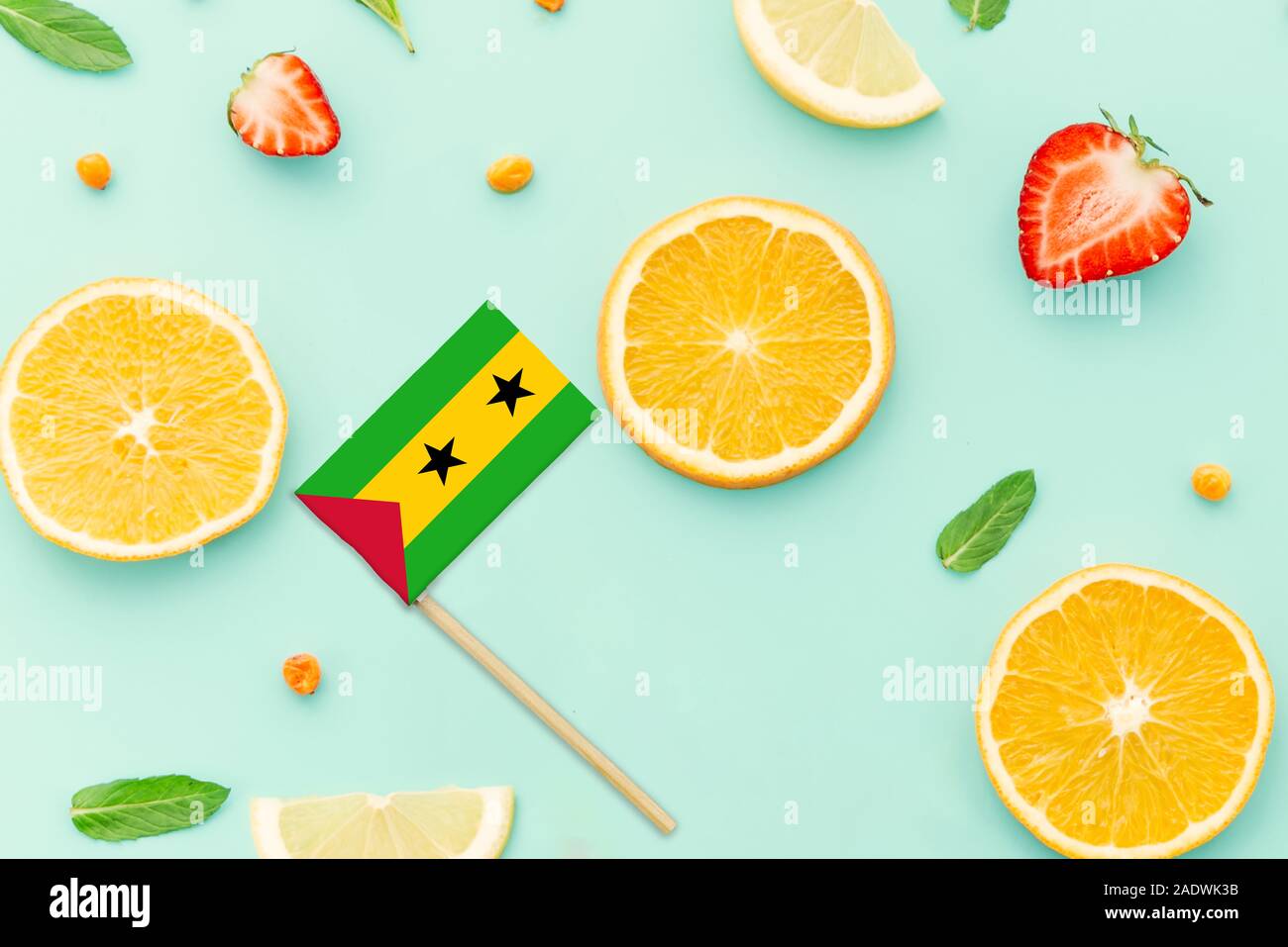 Sao Tome And Principe Paper Stick Flag. National summer fruits concept ...
