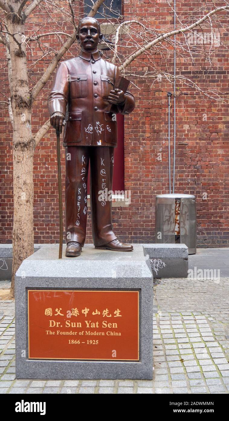 Bronze statue of Dr Sun Yat-Sen founding father of modern China with ...