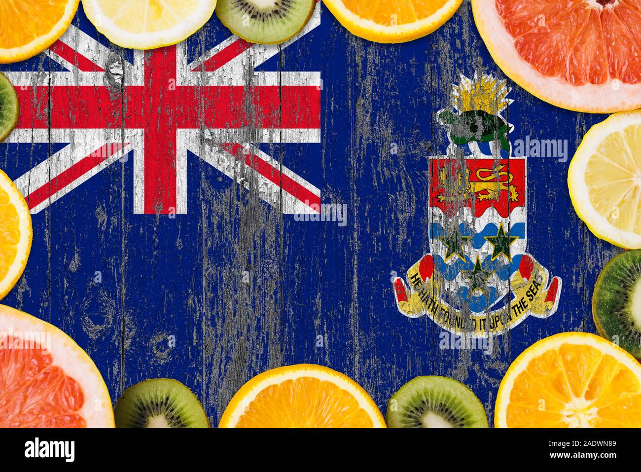 Cayman Islands food concept. Fresh fruits from traditional gardens ...