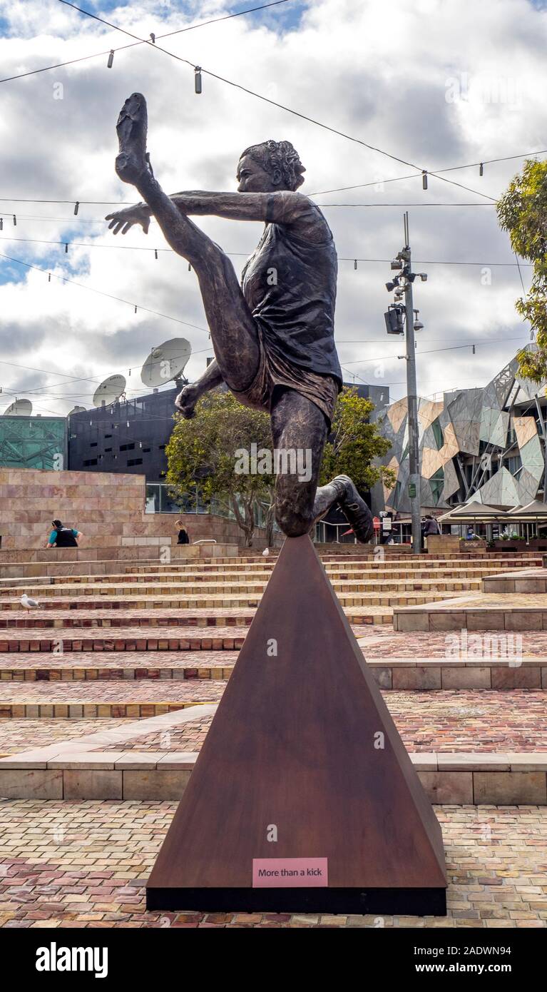Bronze statue of iconic kick by AFLW footballer Tayla Harris by ...
