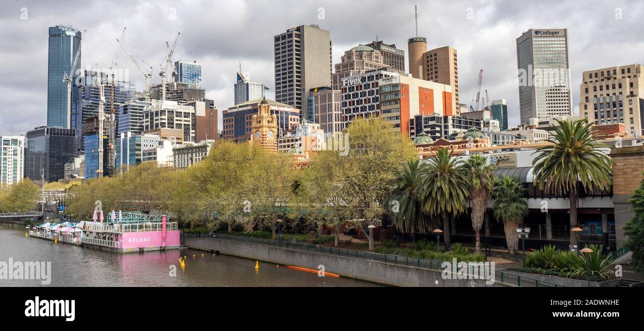Floating restaurant on a pontoon on the Yarra River Melbourne Victoria ...