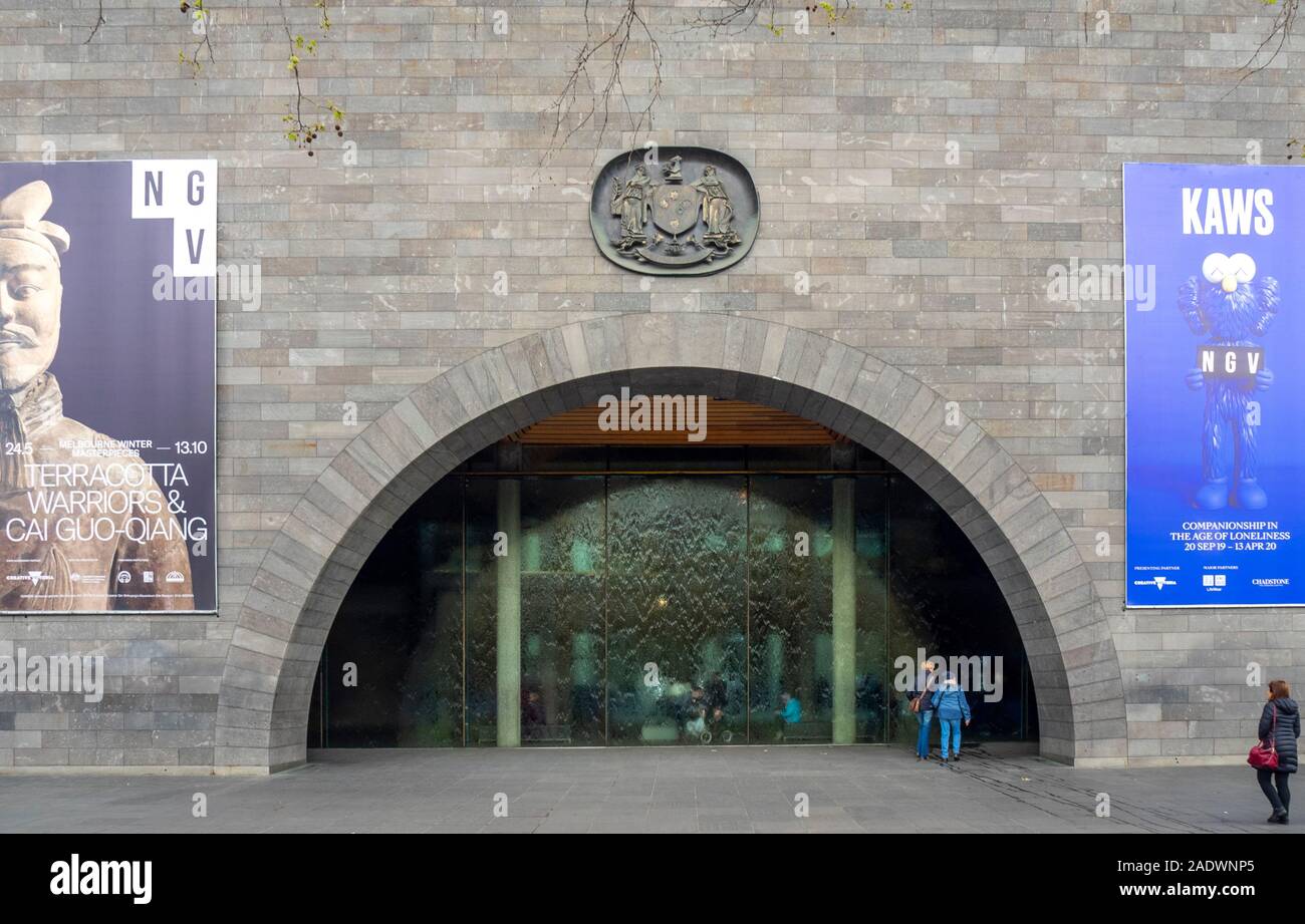 Entrance to National Gallery of Victoria NGV and semi circular glass ...