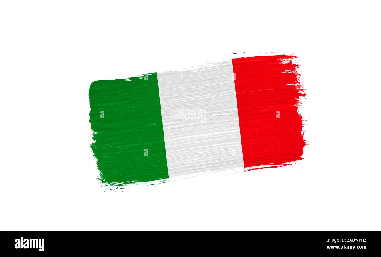 brush painted flag of Italy isolated on white background Stock Photo ...