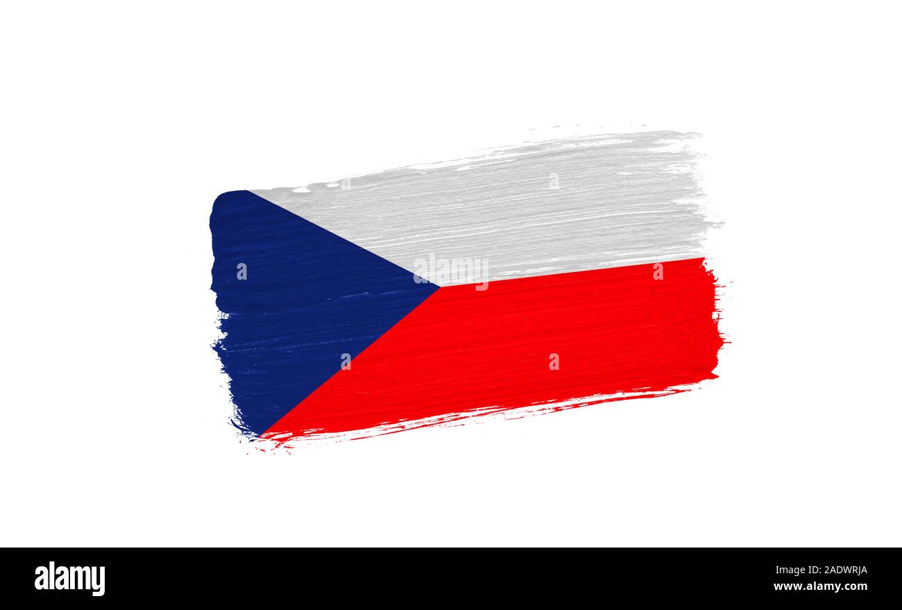 brush painted flag of Czech Republic isolated on white background Stock ...
