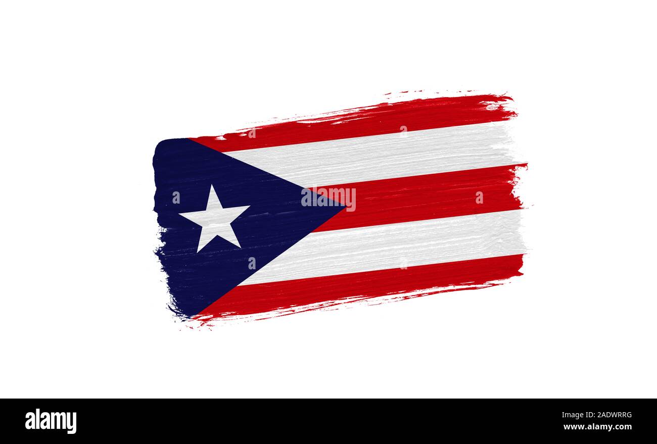 brush painted flag of Puerto Rico isolated on white background Stock ...