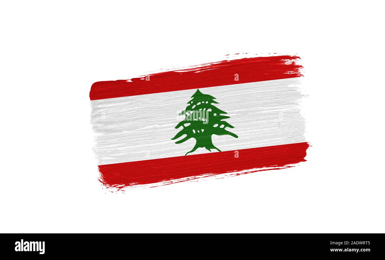 brush painted flag of Lebanon isolated on white background Stock Photo ...