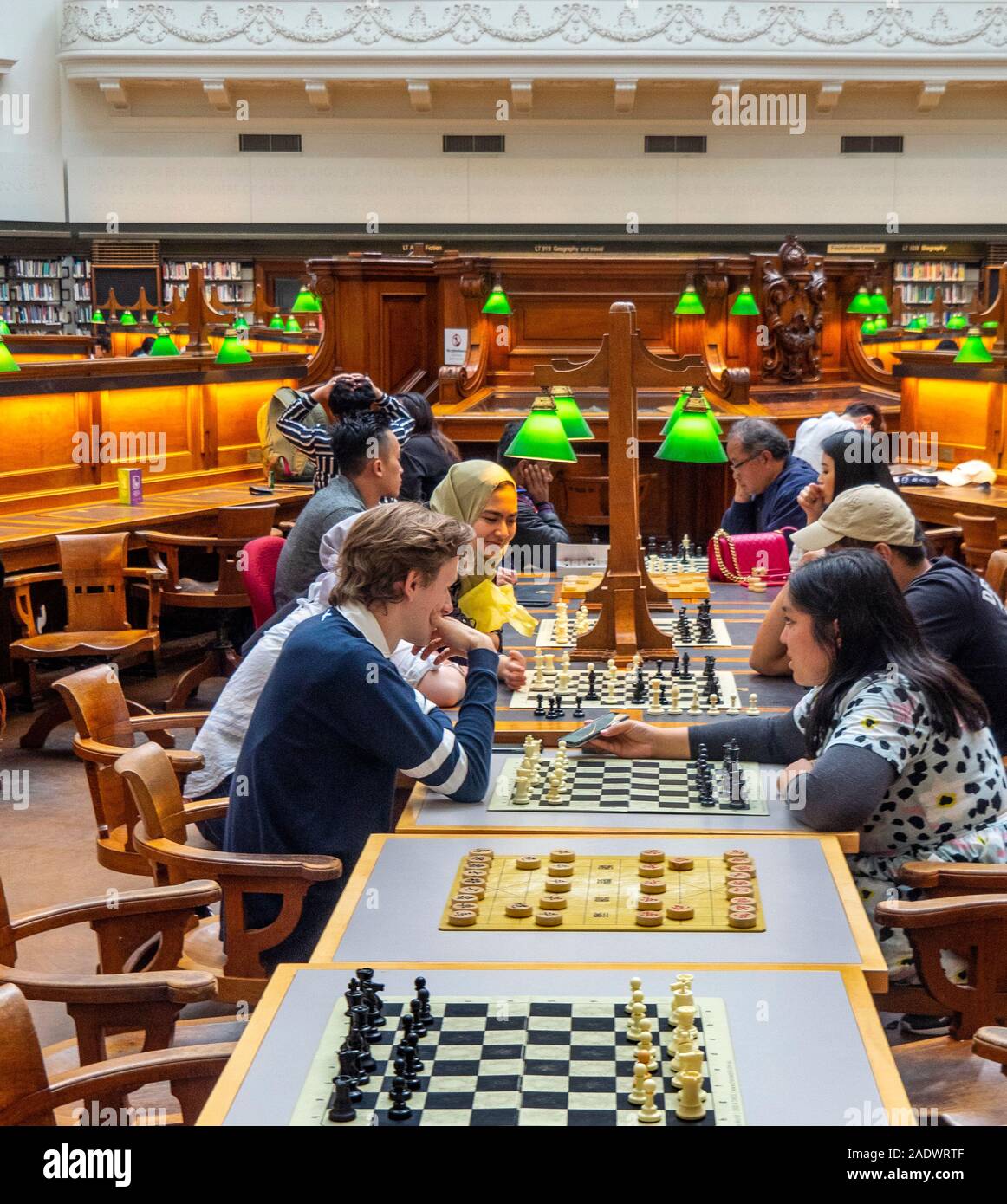 People playing a game of chess in the La Trobe Reading Room of the ...