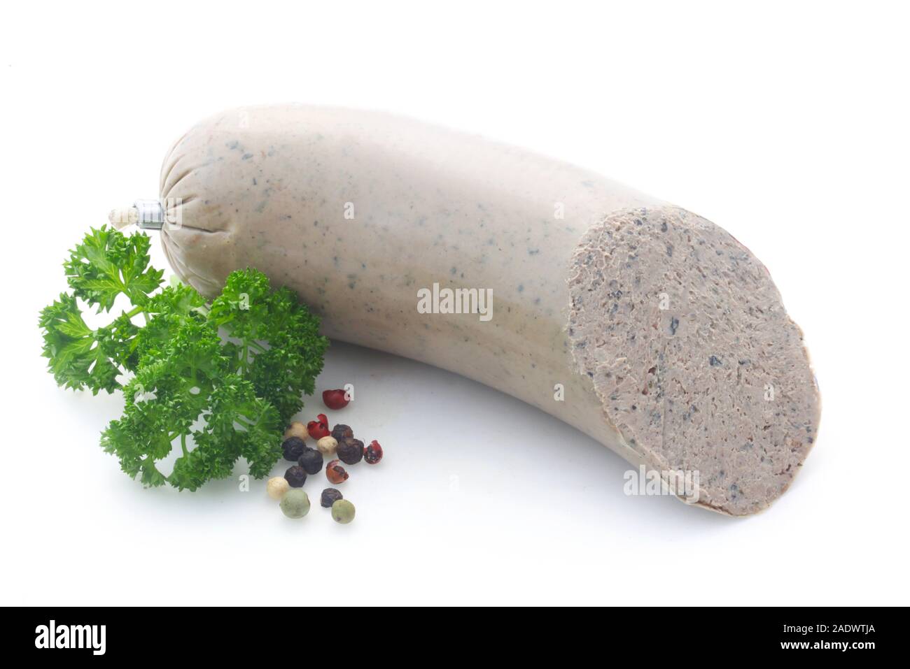 German Leberwurst Isolated On White Stock Photo - Alamy