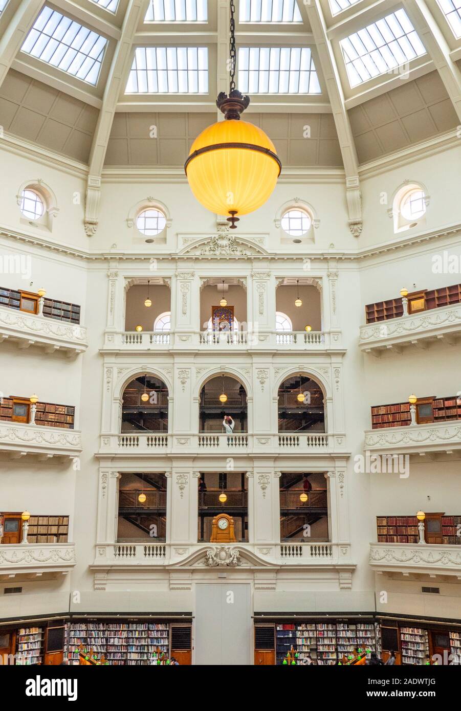 Large spherical light hanging in the La Trobe Reading Room of the State ...