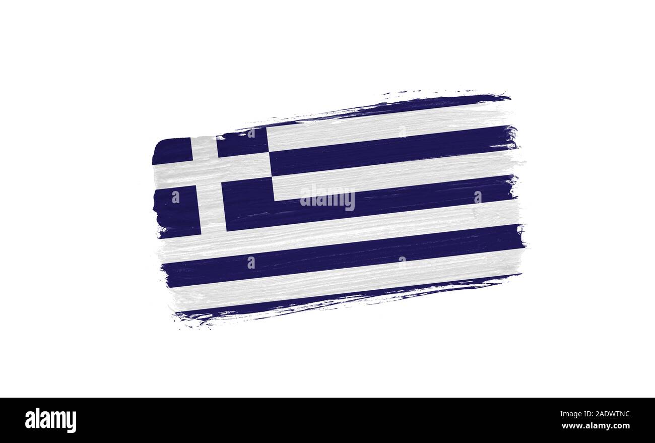brush painted flag of Greece isolated on white background Stock Photo ...