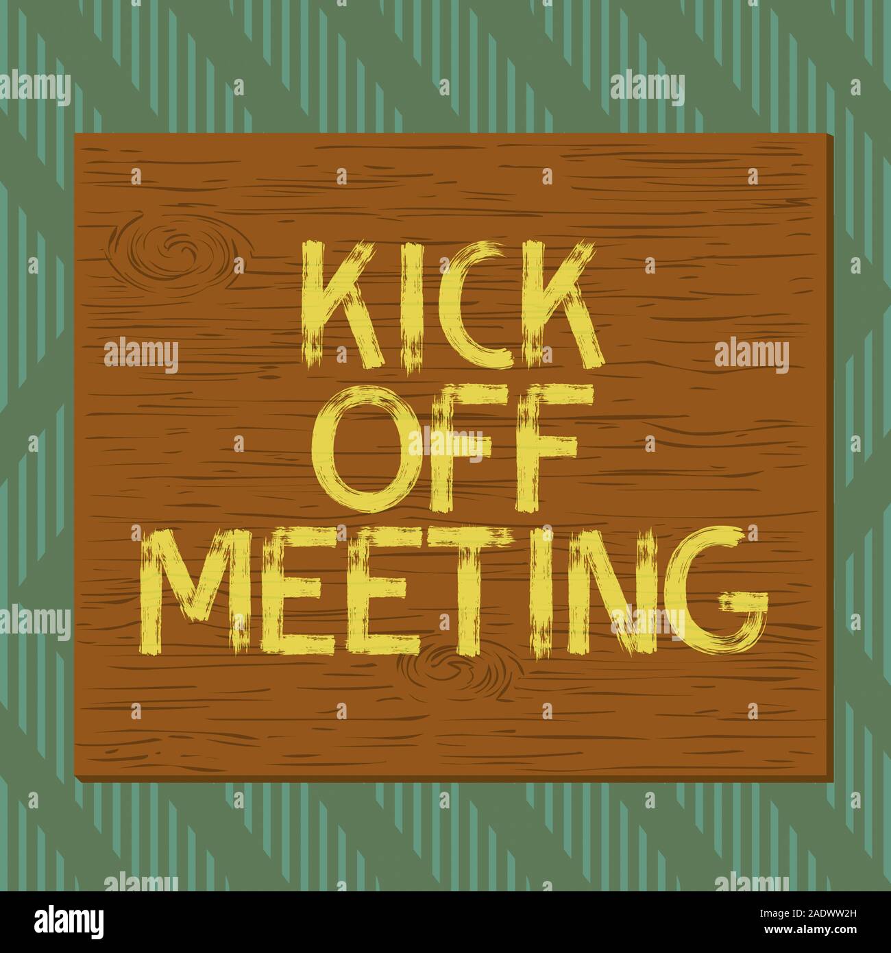 Text sign showing Kick Off Meeting. Business photo text getting fired ...