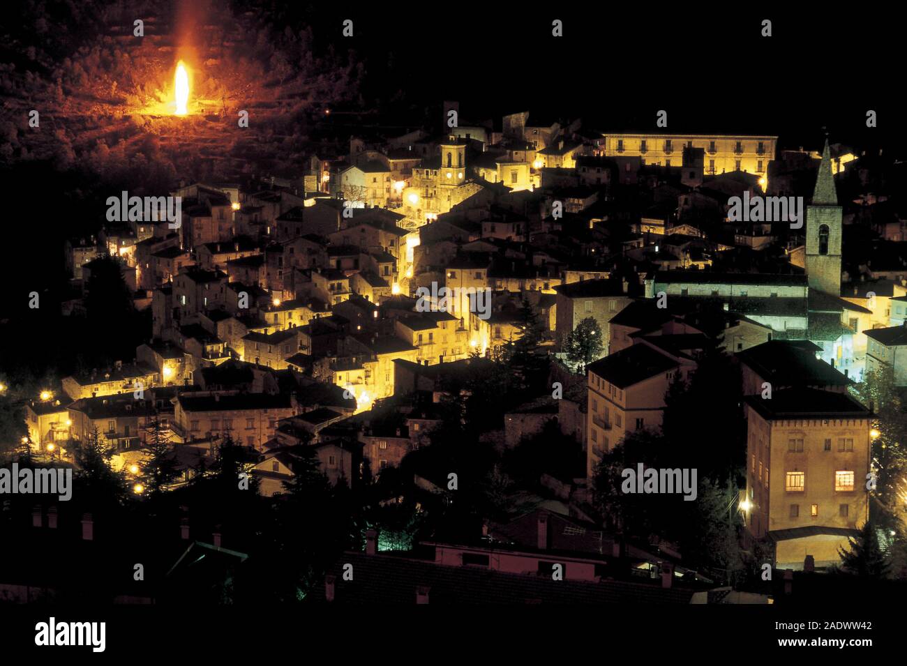 panorama by night, scanno, abruzzo Stock Photo - Alamy