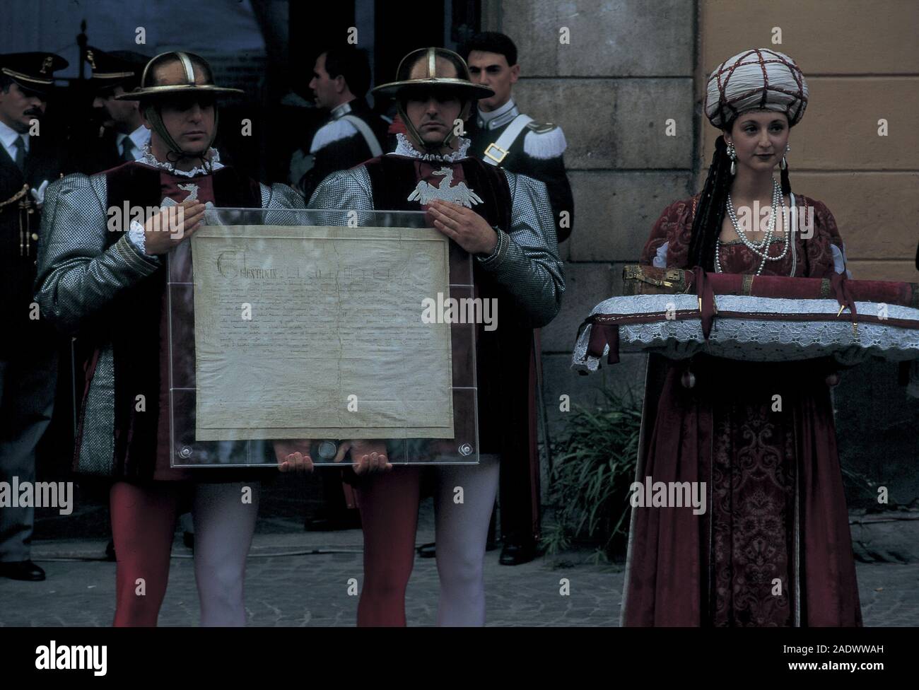italy, abruzzo, l'aquila, perdonanza, celestino V's bull Stock Photo ...