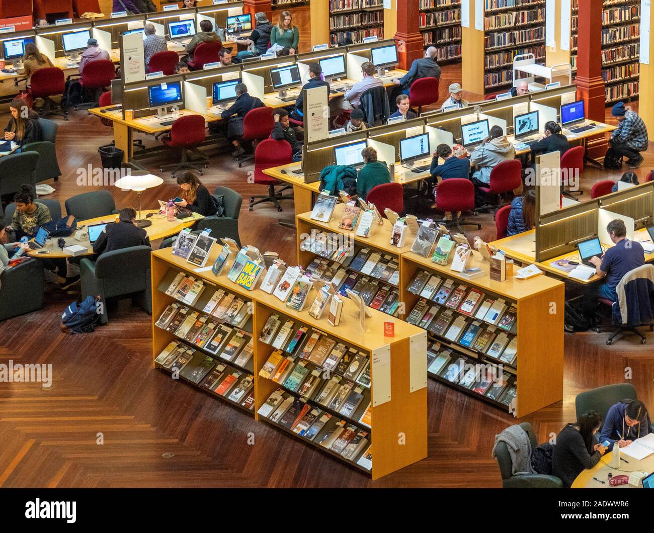 Students studying in Redmond Barry Reading Room in State Library ...