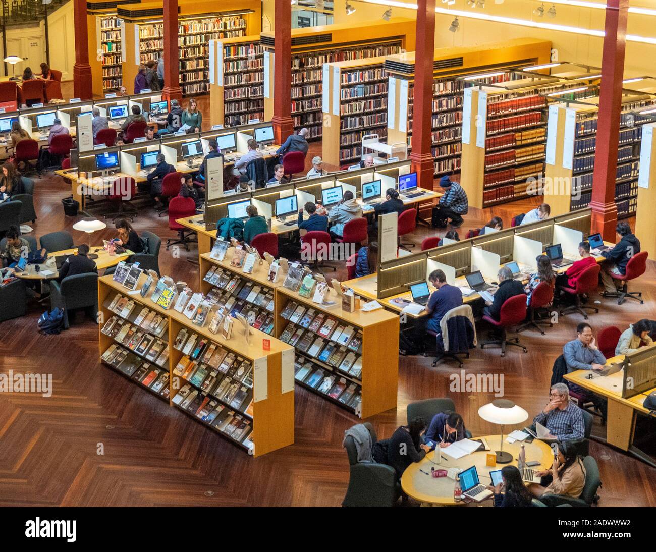 Students studying in Redmond Barry Reading Room in State Library ...