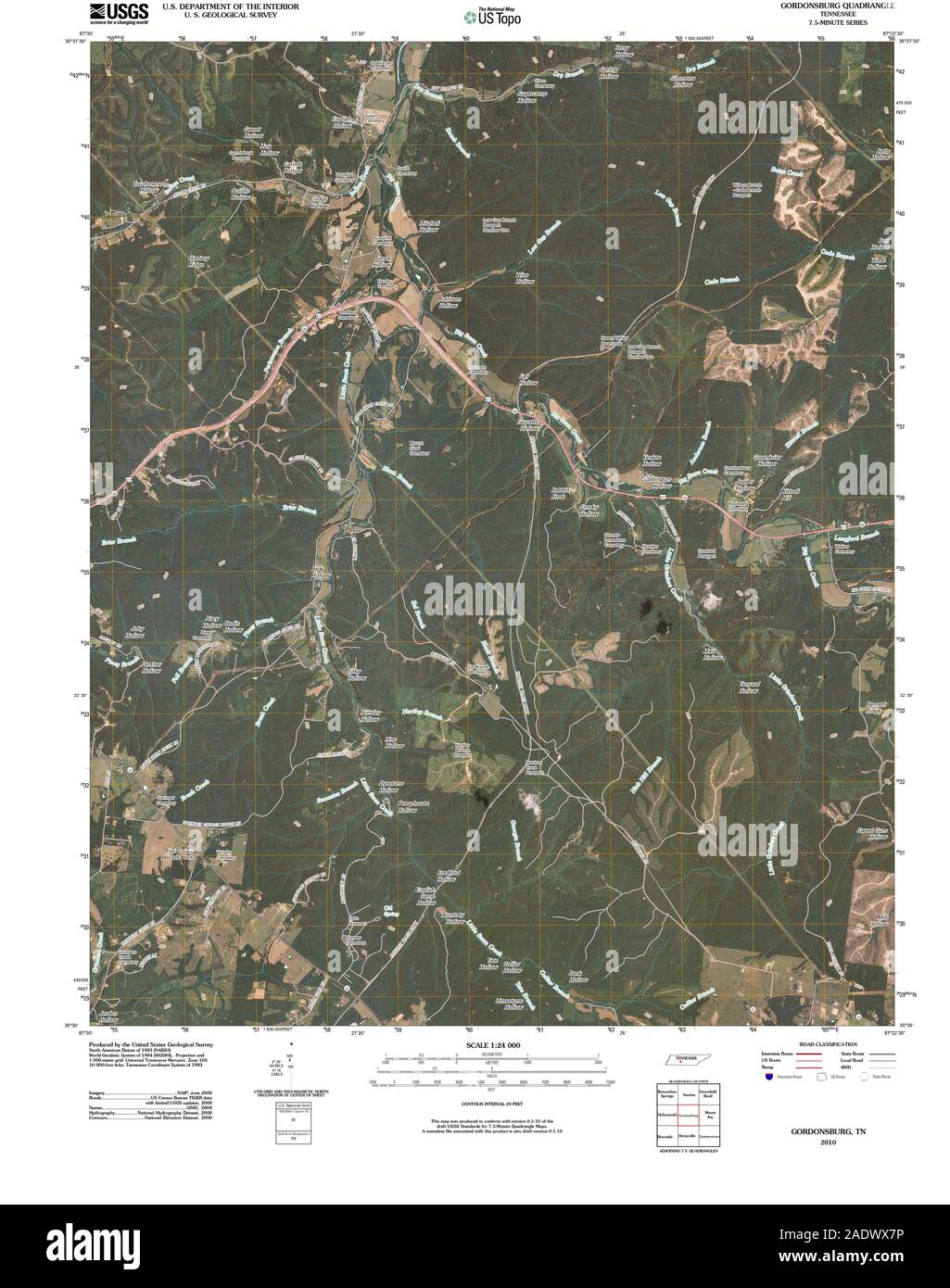 USGS TOPO Map Tennessee TN Gordonsburg 20100426 TM Restoration Stock ...