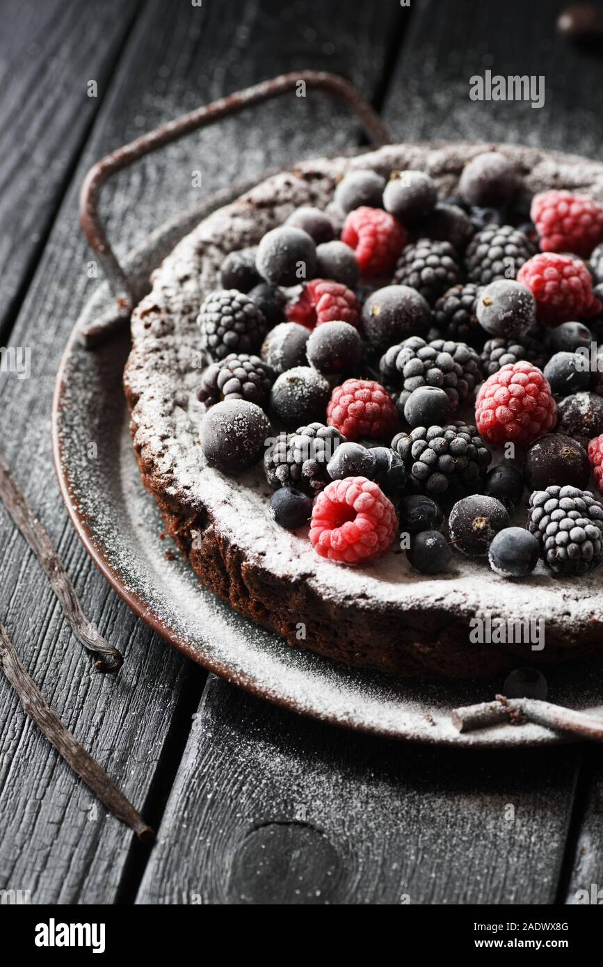 Traditional Scandinavian dessert kladdkaka. Gluten free chocolate cake ...