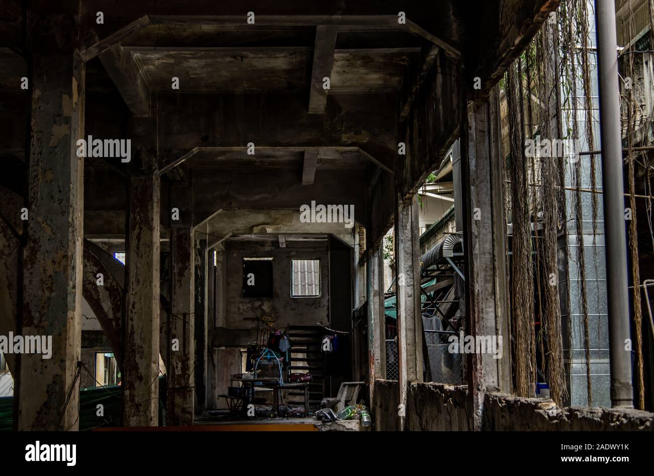 Within Deteriorated old building, An abandoned construction, Destroyed ...