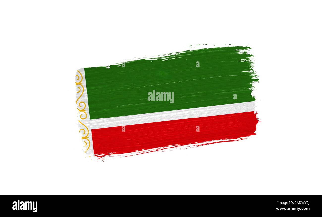 brush painted flag of Chechen Republic isolated on white background ...