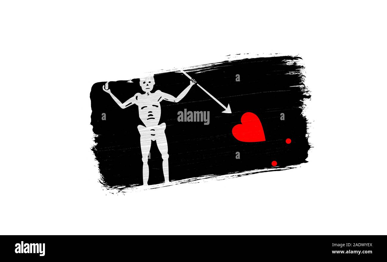 brush painted flag of Blackbeard Pirate isolated on white background ...