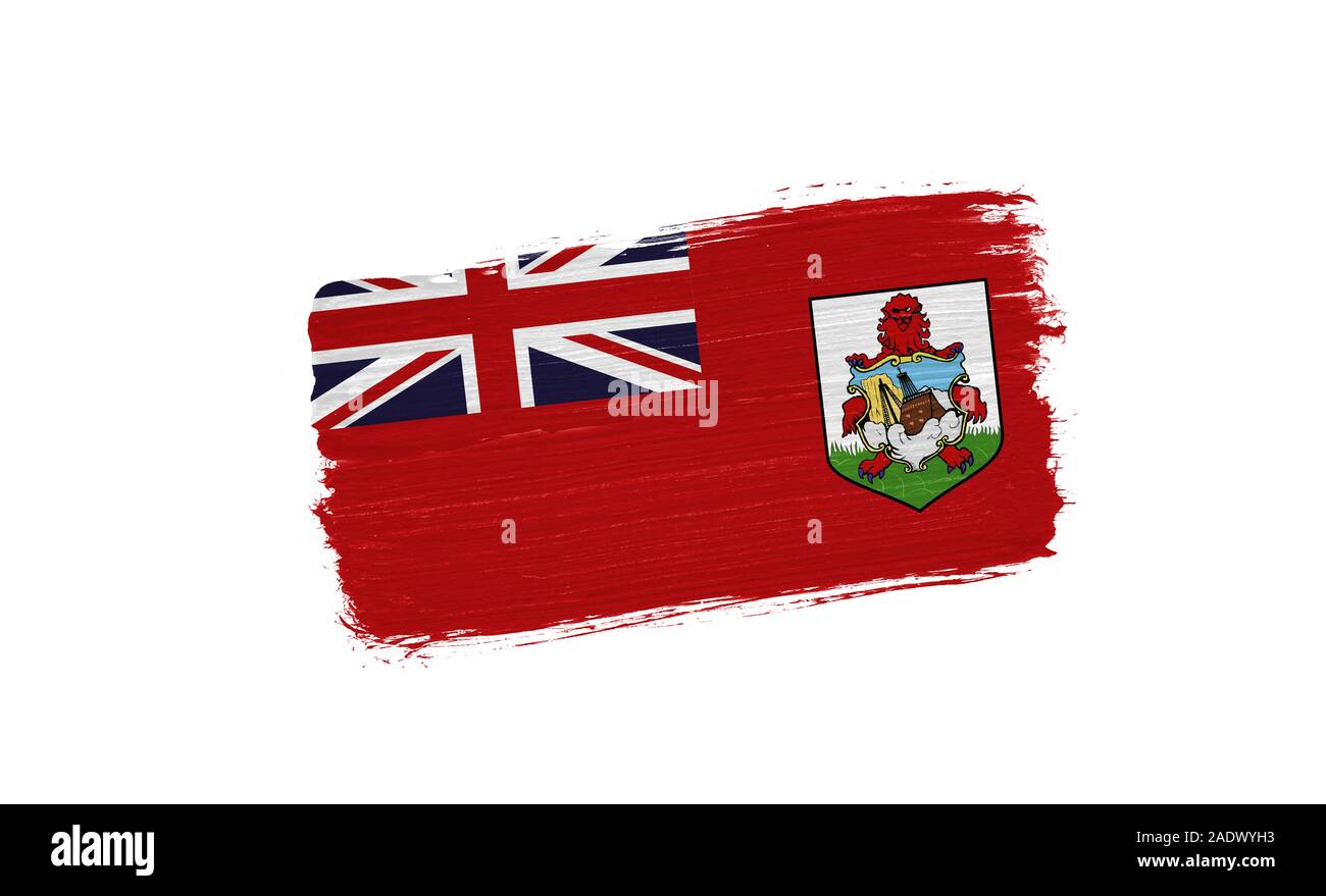 brush painted flag of Bermuda Islands isolated on white background ...