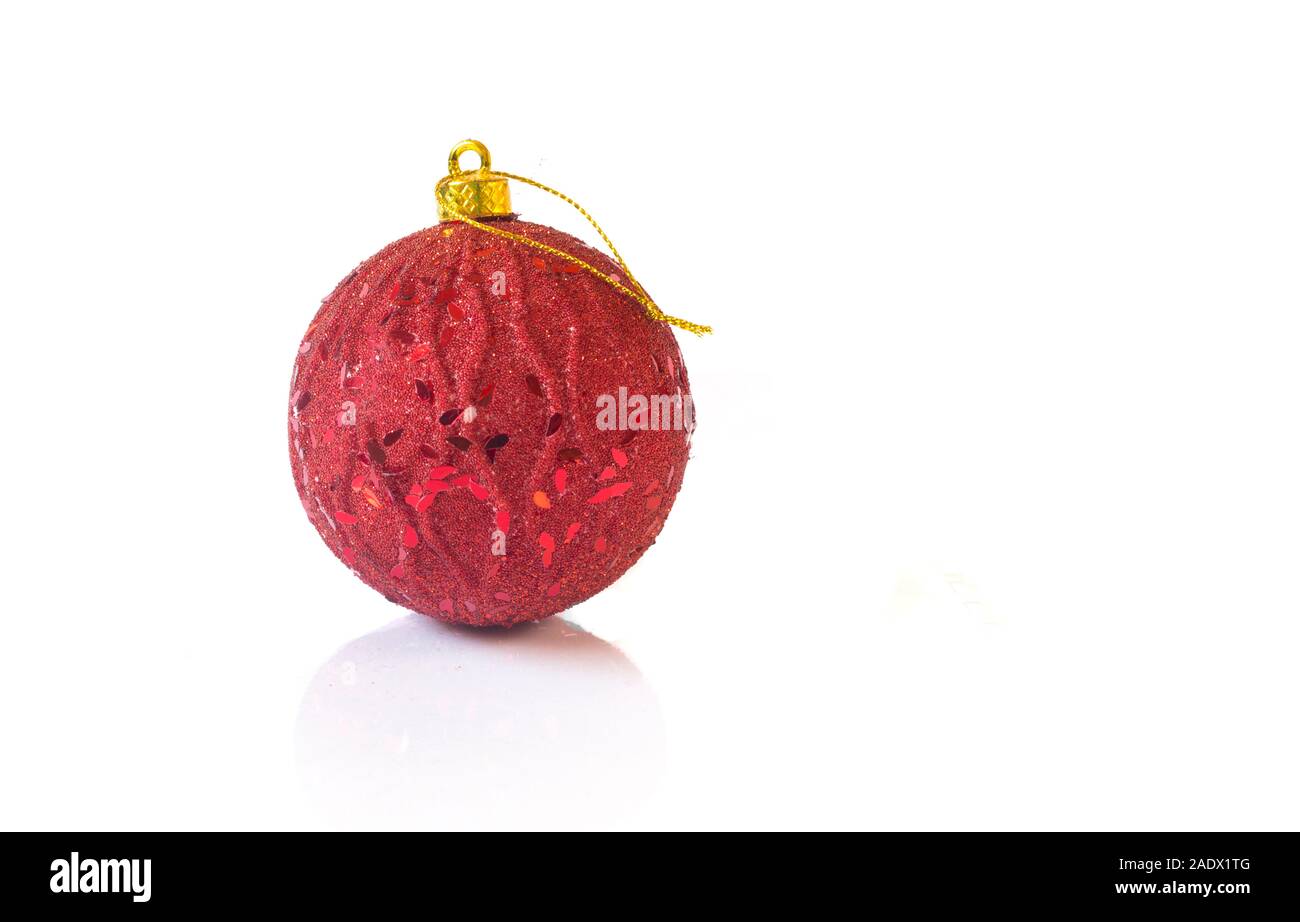 Single red bauble isolated on white background. Christmas decoration ...