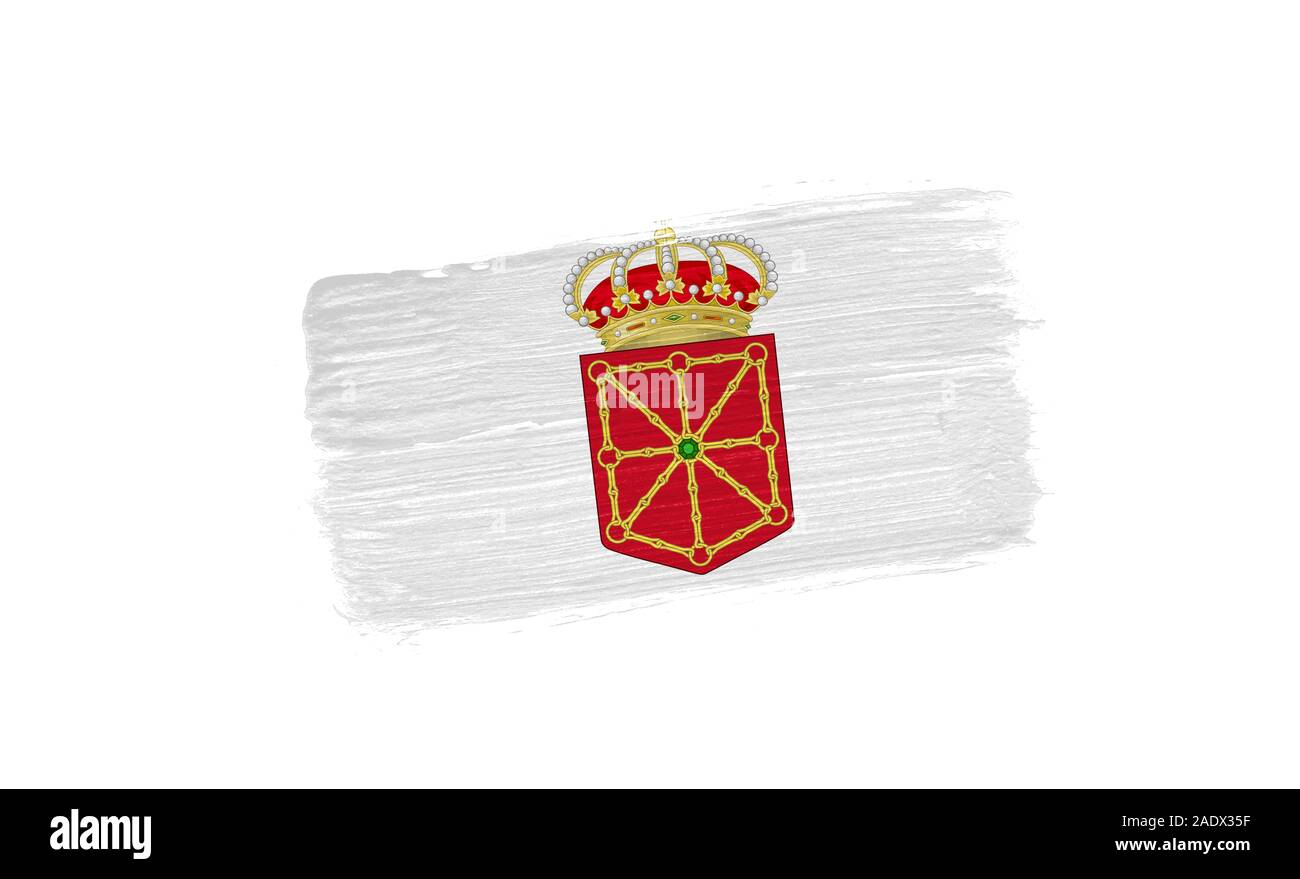 brush painted flag of Navarra coat of arms isolated on white background ...