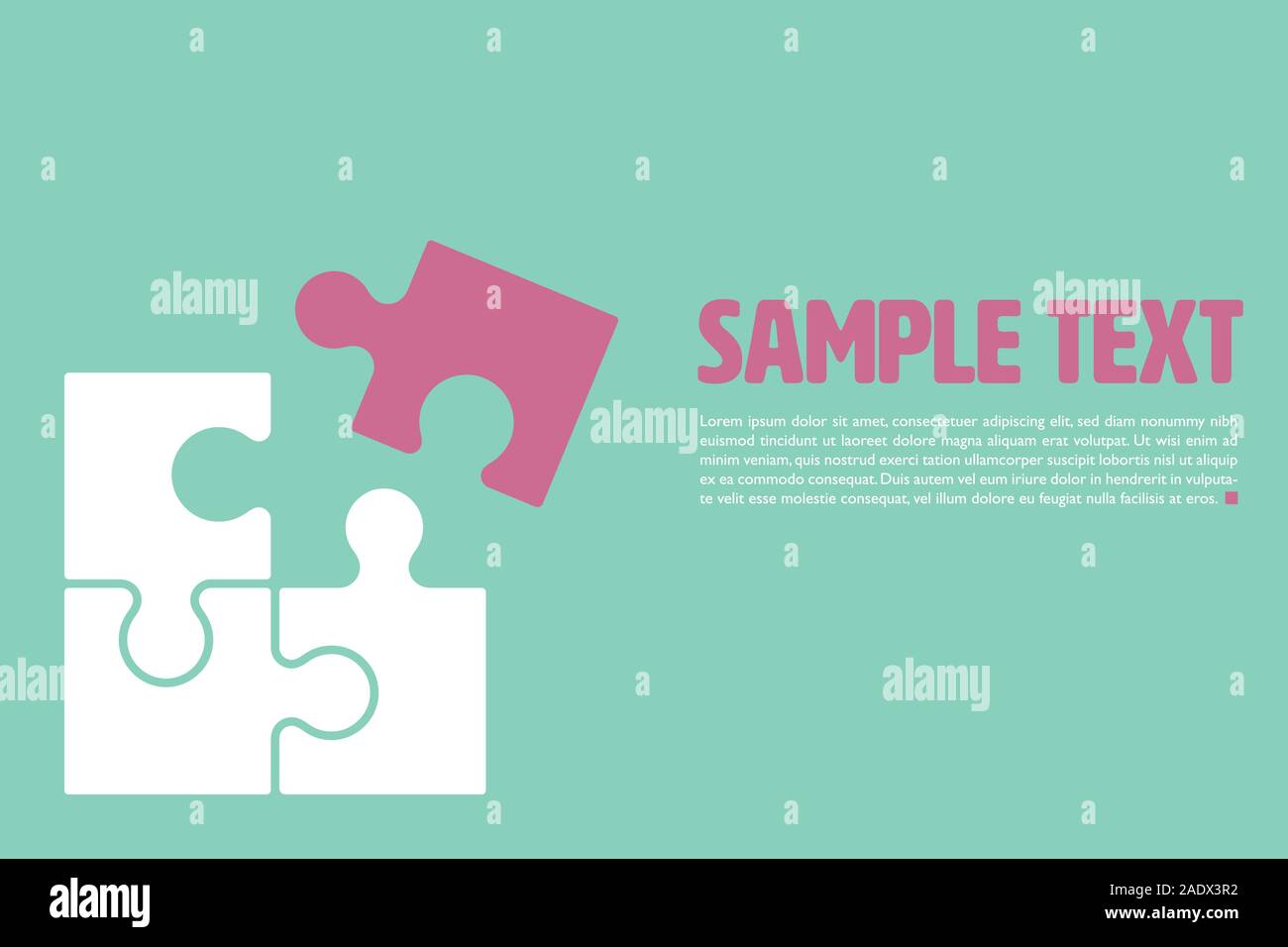 Graphic vector template with jigsaw puzzle and sample text on aqua ...