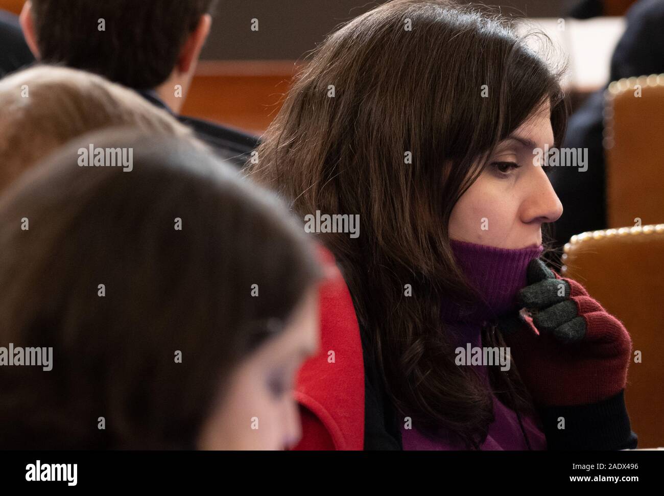 Washington, District of Columbia, USA. 4th Dec, 2019. A reporter ...