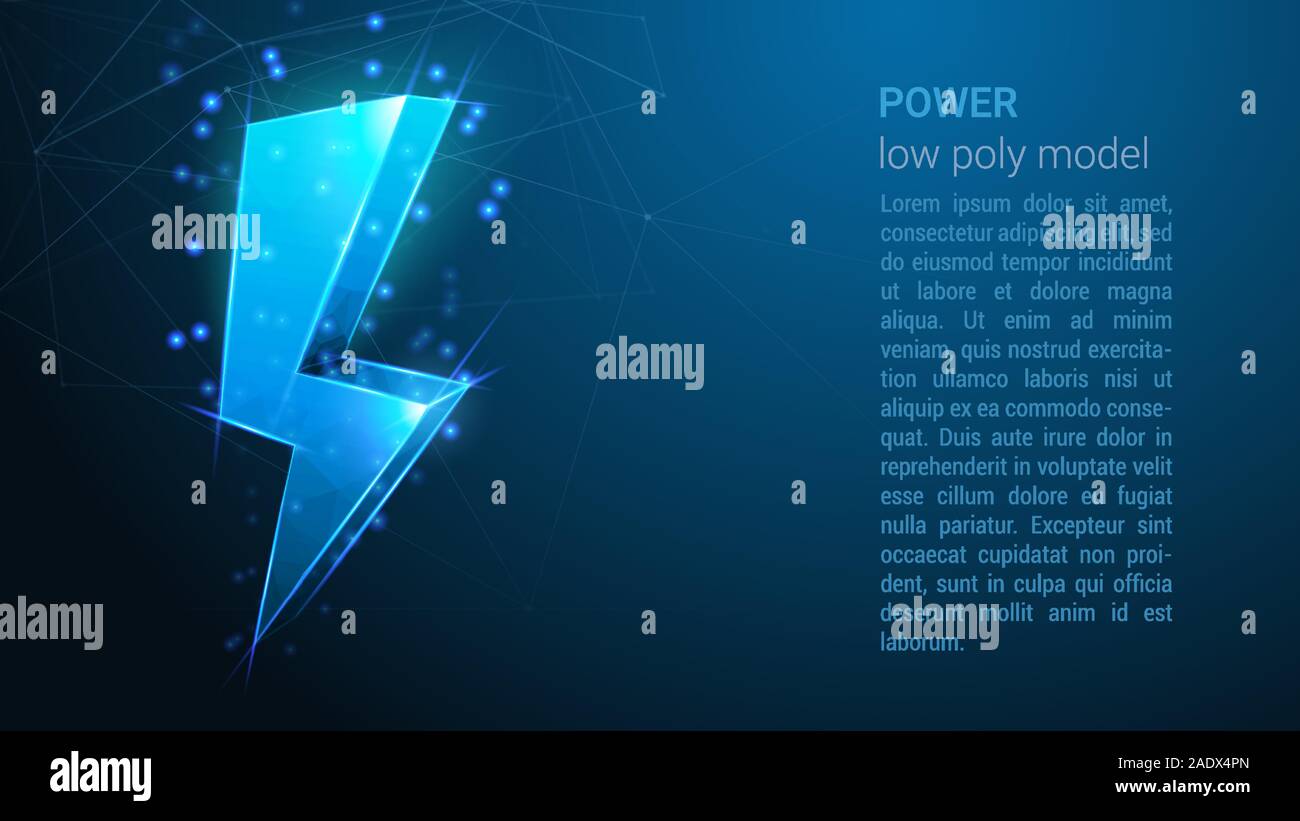 Lightning - Low Poly Wireframe Style Design. Digital Vector ...