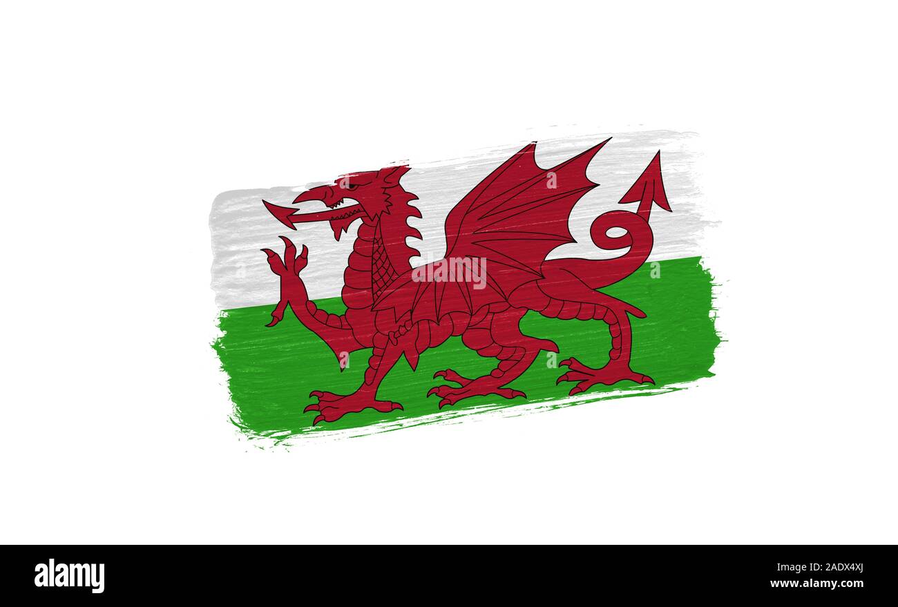brush painted flag of Wales isolated on white background Stock Photo ...