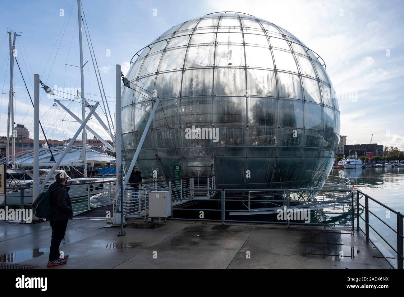 Biosfera building next to the Aquarium of Genoa in Genova, Italy ...