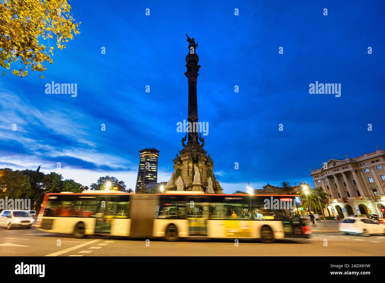 Columbus Monument statue of Christopher Columbus (Mirador de Colom) at ...
