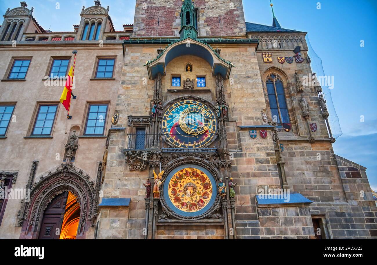The Prague Astronomical Clock located at the Old Town Hall in Prague ...
